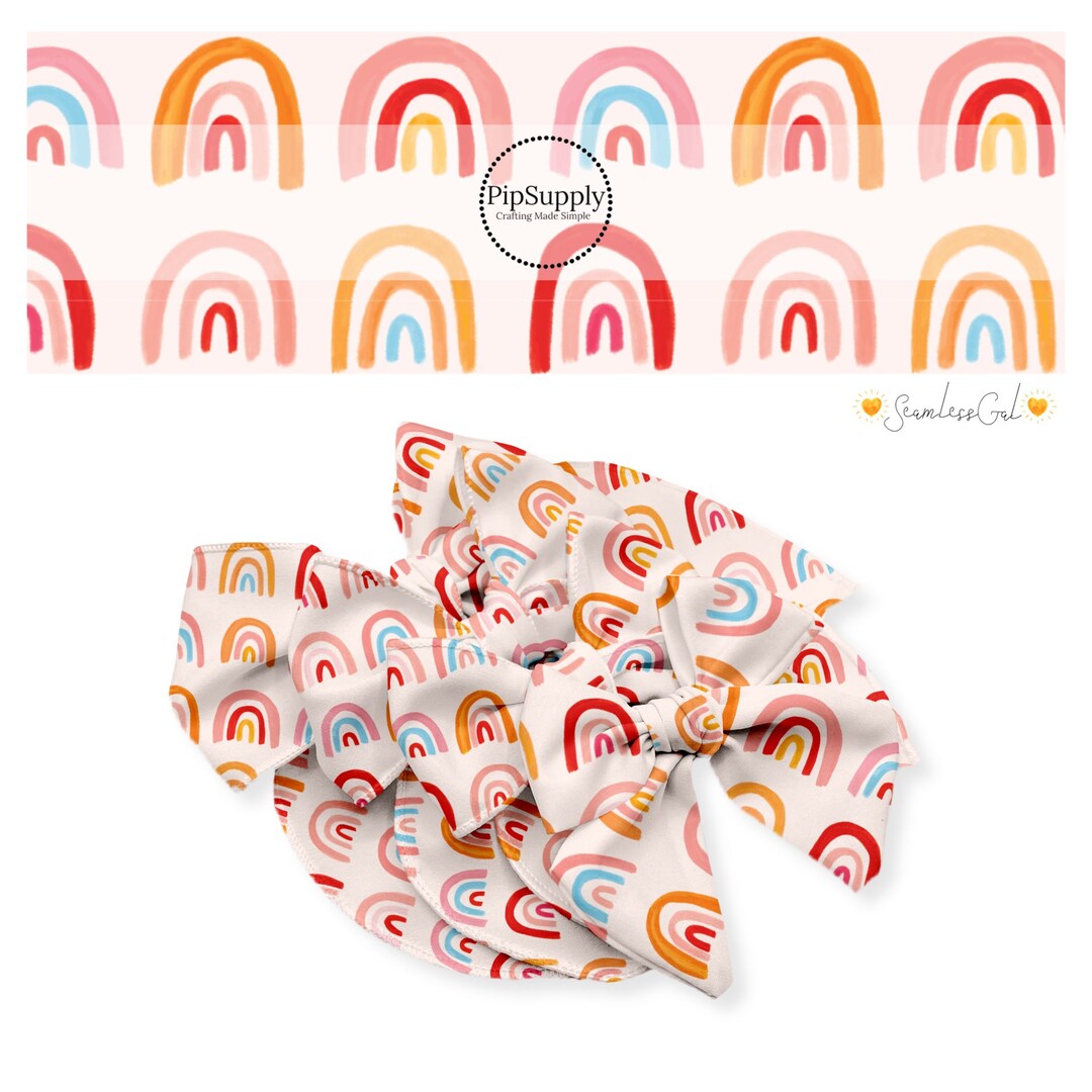 Seamless Gal Painted Rainbows Bow Strips Weather No Sew Bow Strips ...