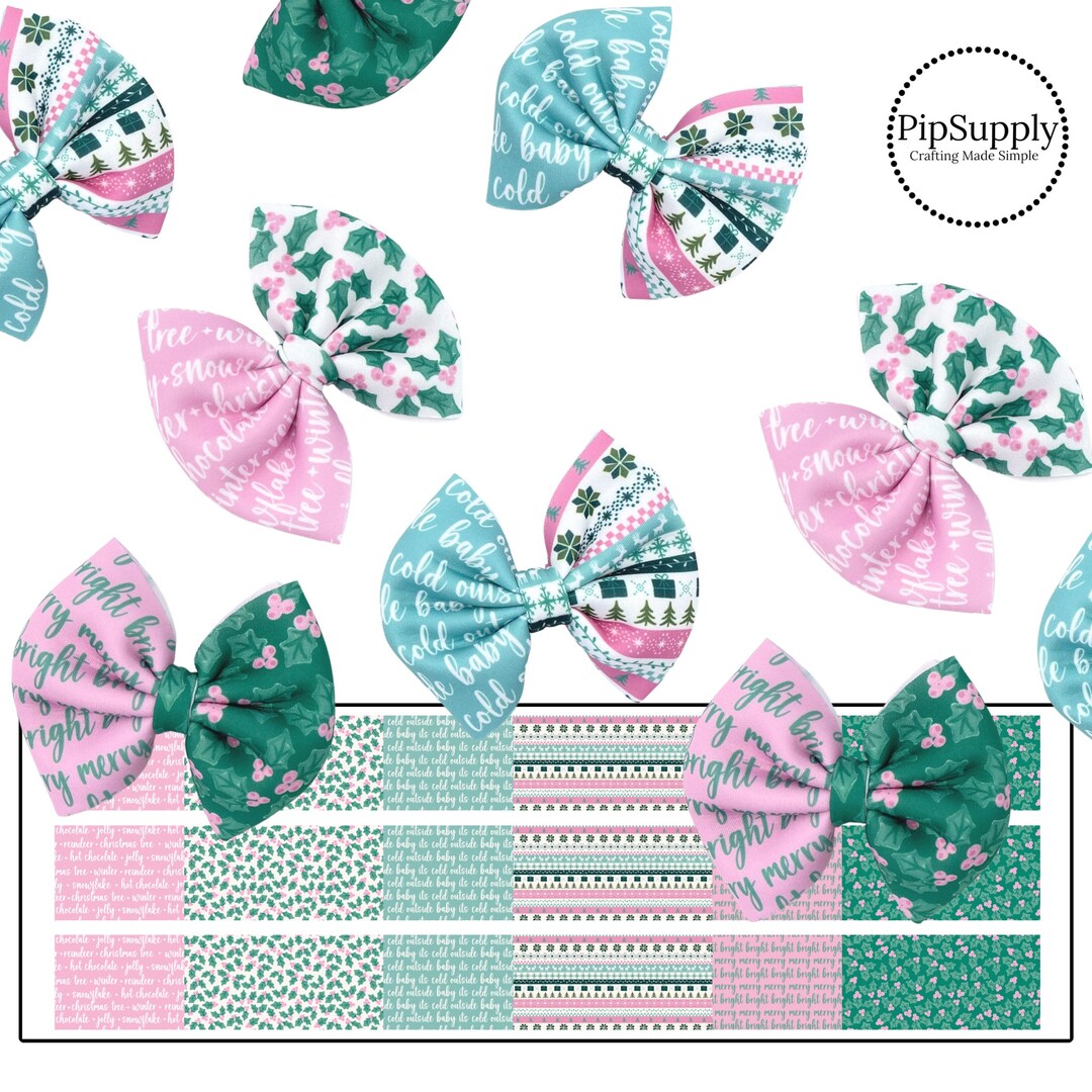 Vivie & Ash Patterns - Winter Holly Pinch Neoprene Hair Bows - DIY Hand ...