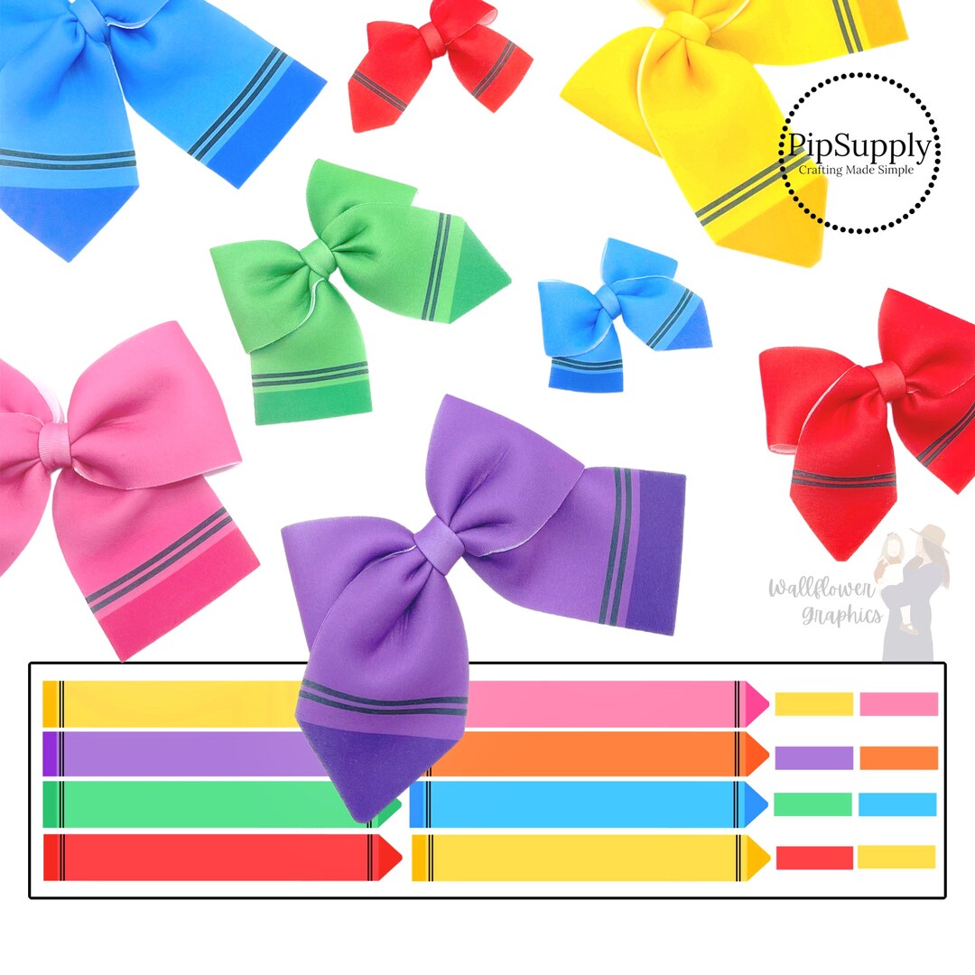 Wall Flower Graphics Crayon Sailor Neoprene Hair Bows DIY Hand Cut Hair ...