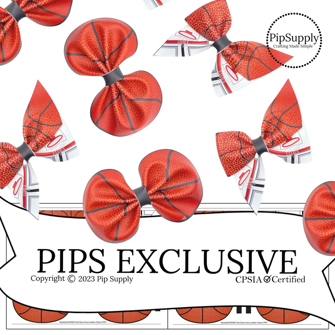 Basketball Faux Leather DIY Hair Bows & Craft Cutouts - PIPS Exclusive ...