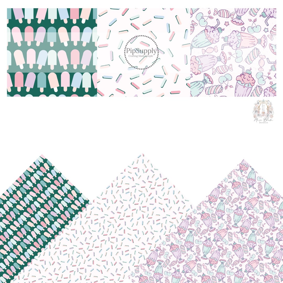 Muse Bloom Pastel Ice Cream Shop Faux Leather Sheets Sprinkles ...