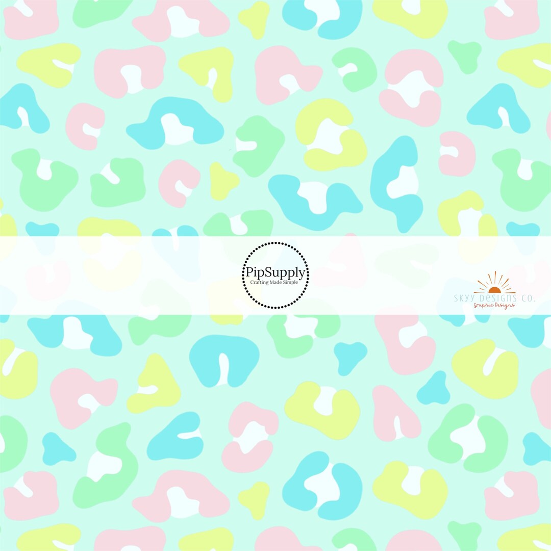 Fabric Neon Pastel Leopard Fabric by the Yard Liverpool Strip Polyester ...