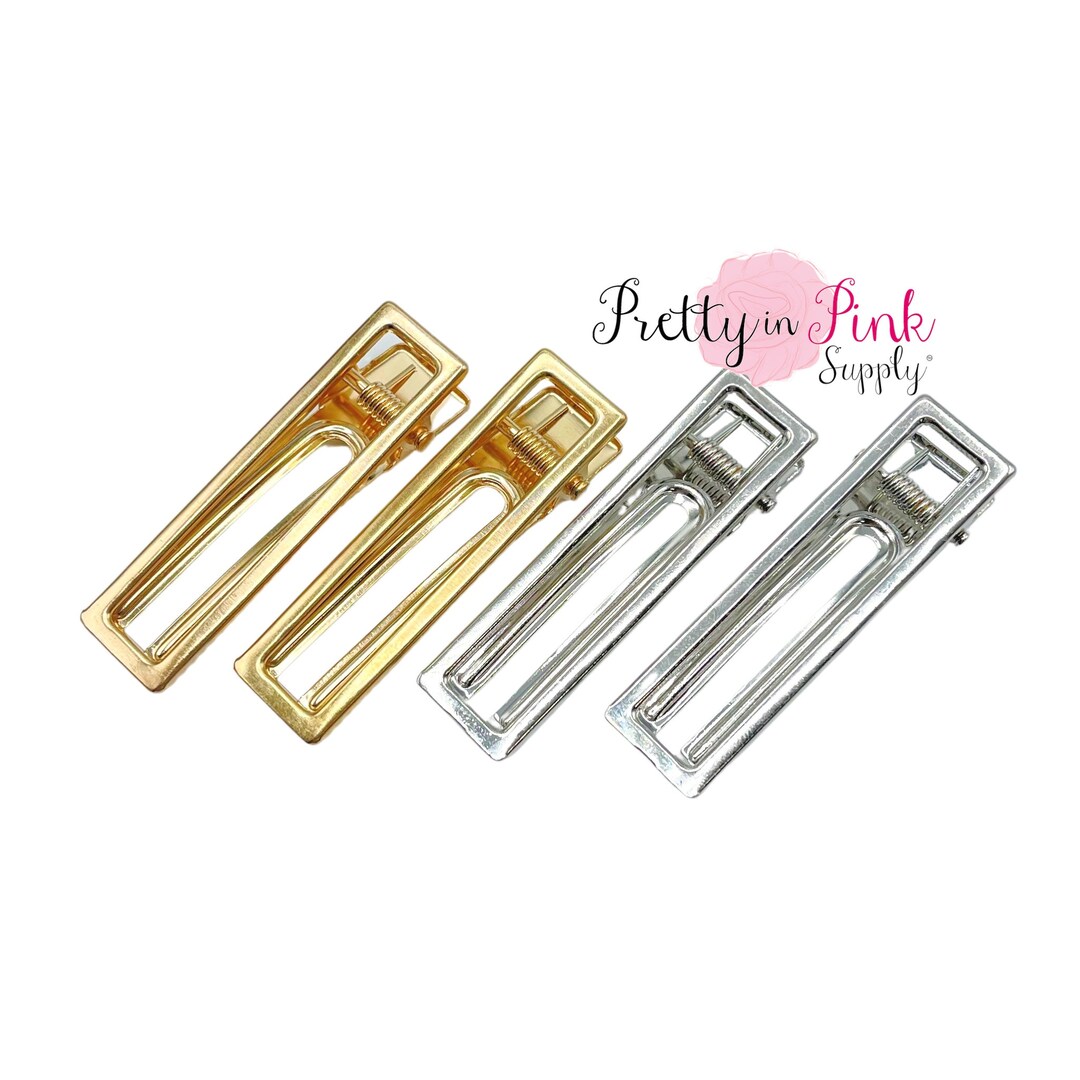 Hollow Rectangle Metal Hair Clip You Choose Quantity Gold - Etsy UK