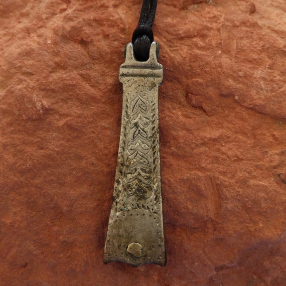 medieval silver strap end - Gem