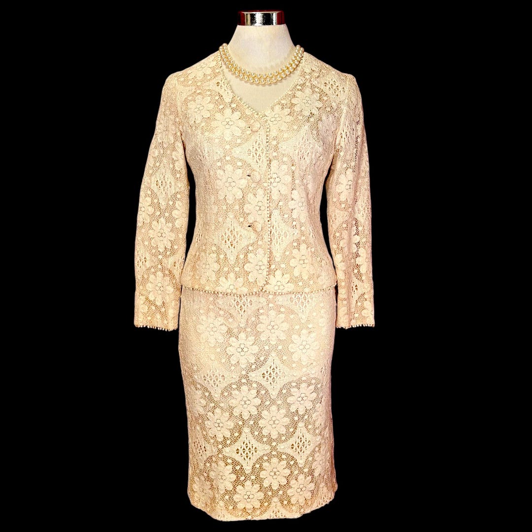 Ivory Cream Vintage Lace Formal Dress Suit Set - Etsy