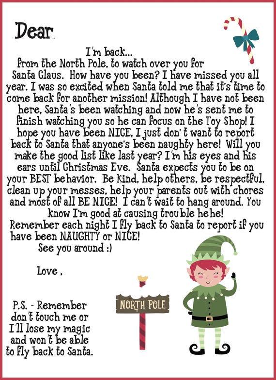 Elf Shelf Printable Notes Includes Welcome Goodbye Etsy