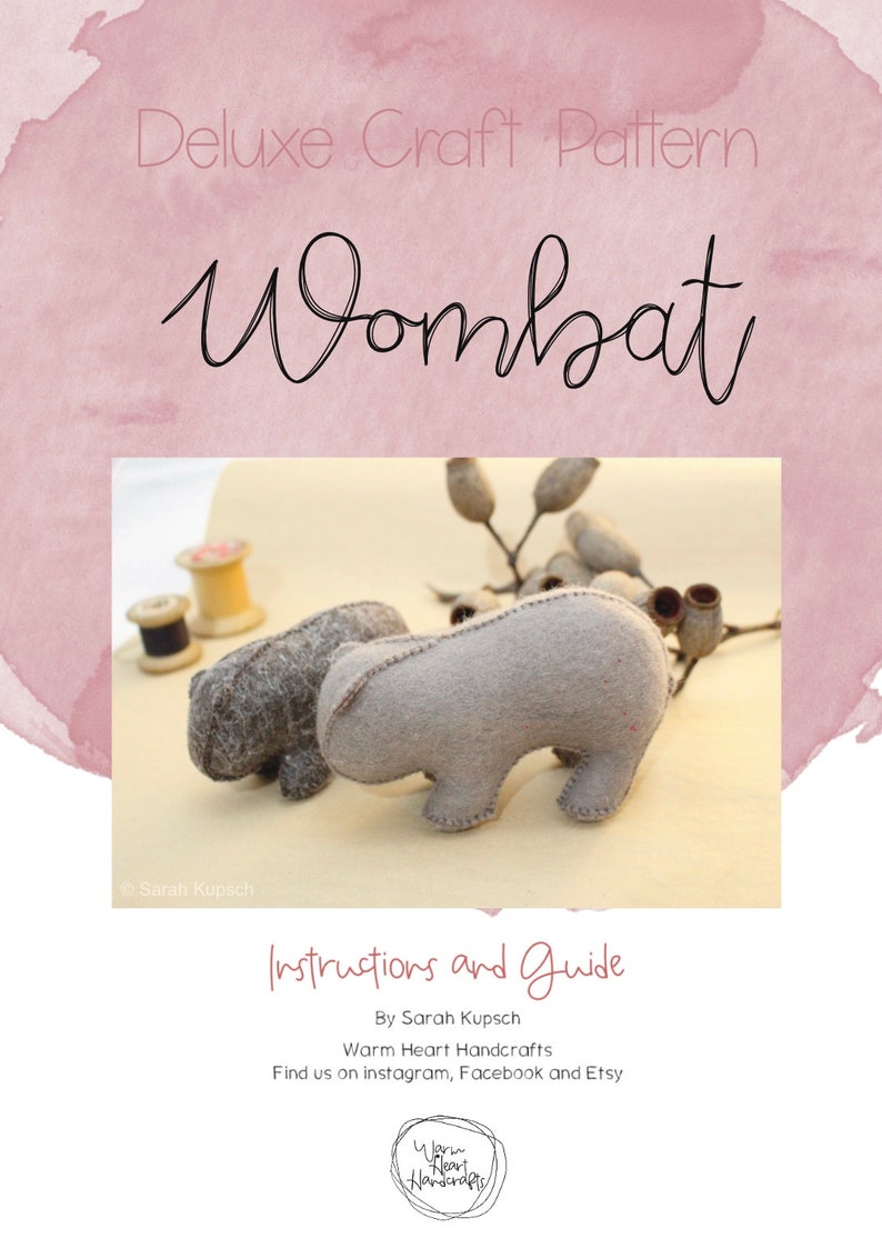 Australian wombat craft pattern and guide PDF Digital | Etsy