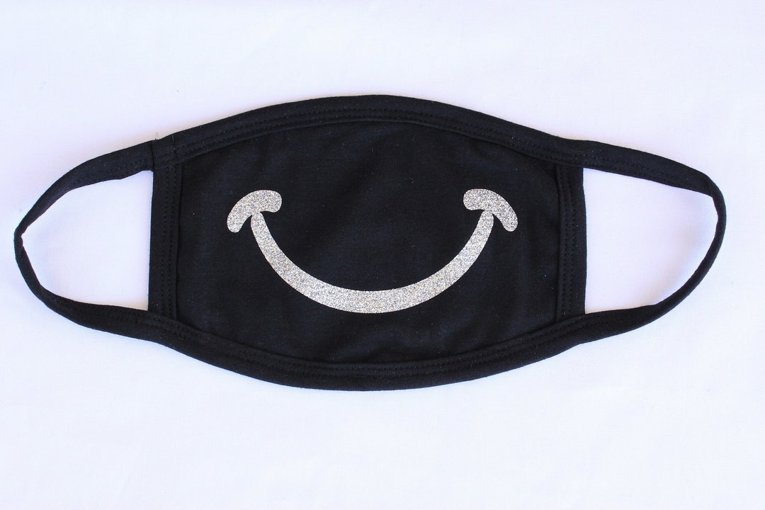 Smile Face Mask, Glitter Smile Face Cover, 2 PLY Comfortable Mask, Two ...