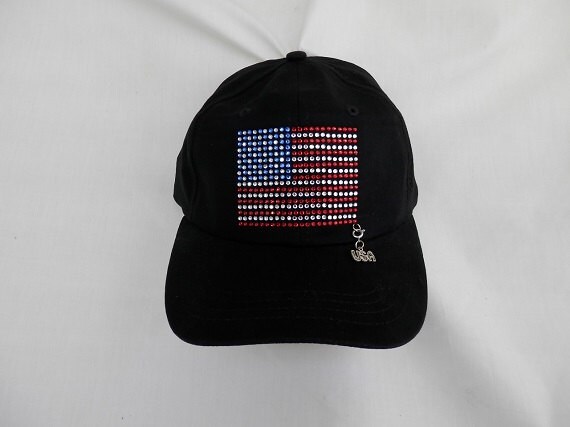 American Flag Rhinestone Baseball Hat Cap With A Removable USA | Etsy