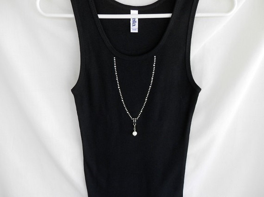 Rhinestone Necklace Tank Top It Comes With a Removable Freshwater Coin ...