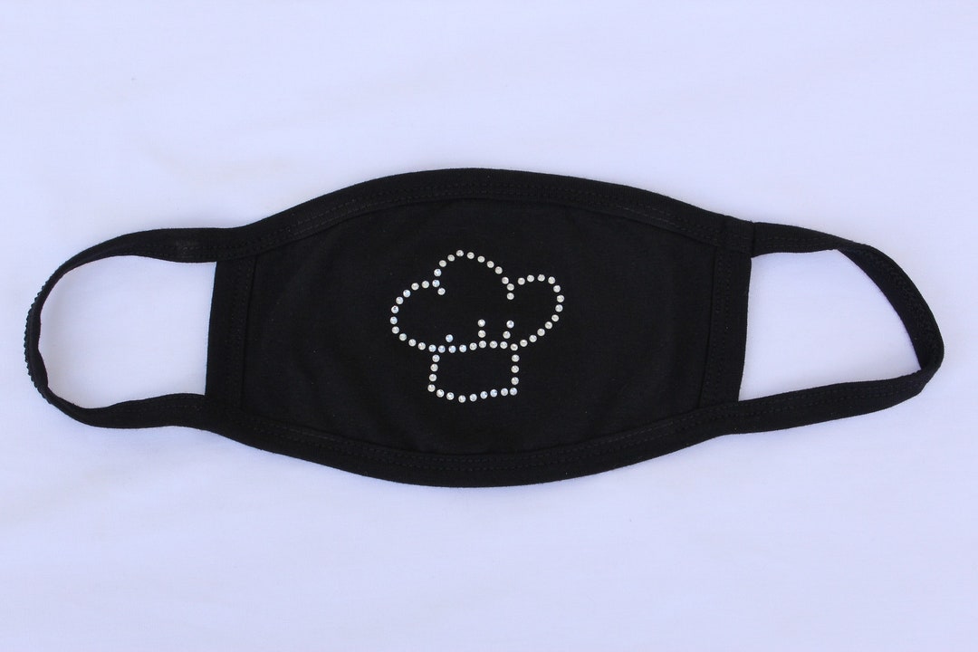 Chef Hat Face Mask, Rhinestone Chef Hat Face Cover, 2 PLY Comfortable ...