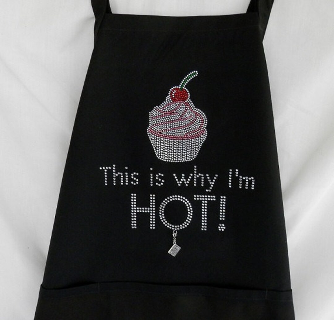 Rhinestone Apron Cupcake & Saying Comes With A Removable Cookbook Charm ...