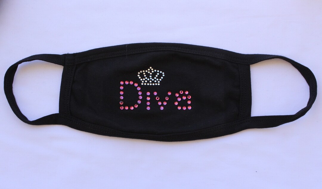Diva With A Crown Face Mask Rhinestone Diva Face Cover Three - Etsy
