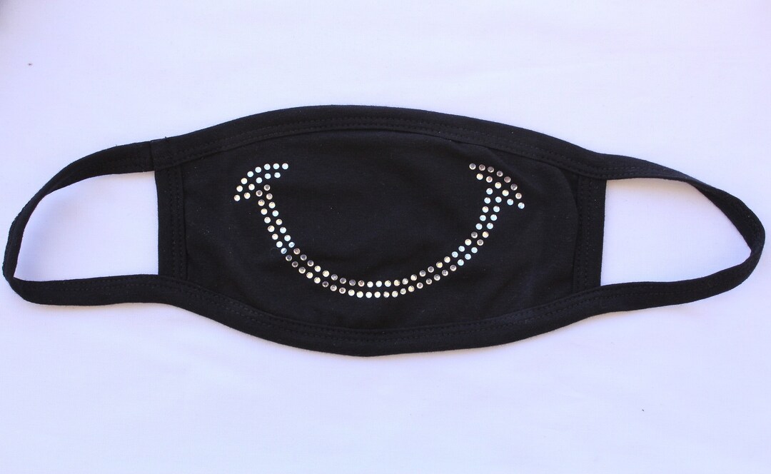 Smile Face Mask Rhinestone Smile Face Cover Three Rhinestone - Etsy