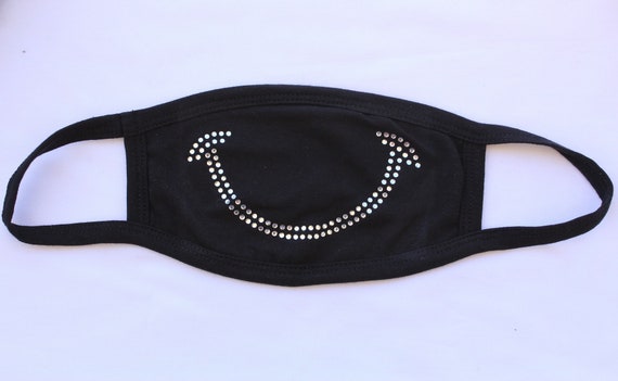 Smile Face Mask Rhinestone Smile Face Cover Three Rhinestone | Etsy