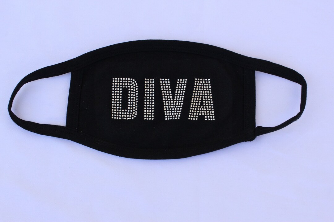 Diva Face Mask, Rhinestone Diva Face Cover, 2 PLY Comfortable Mask - Etsy