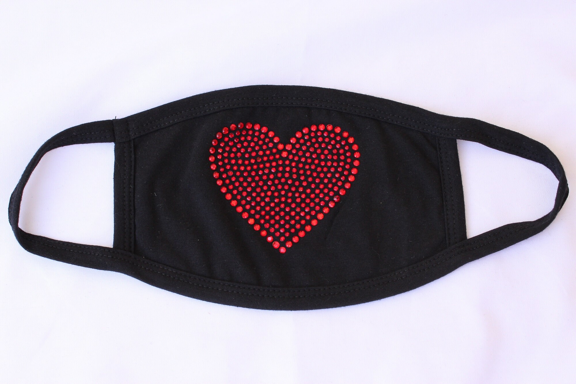 Red Heart Face Mask Rhinestone Heart Face Cover 2 PLY | Etsy
