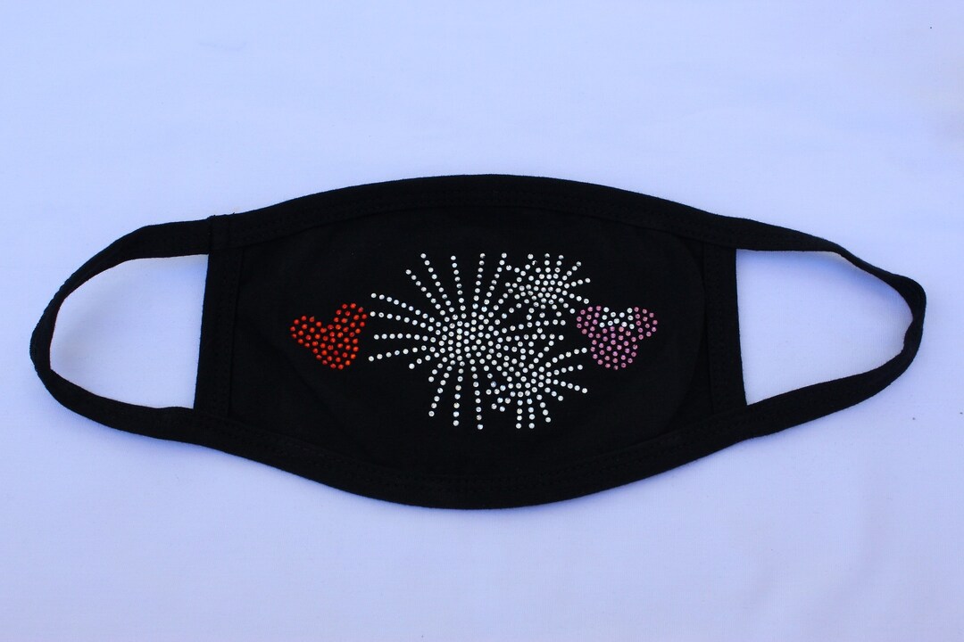 Mickey & Minnie Disney Fireworks Face Mask, Rhinestone Disney Firework ...