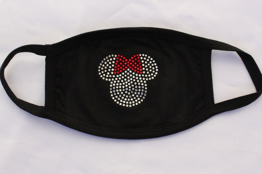 Rhinestone Minnie Face Mask, Minnie Face Cover, 2 PLY Comfortable Mask ...