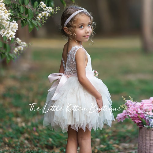 Tulle Flower Girl Dress Ivory Flower Girl Dress White Lace Etsy
