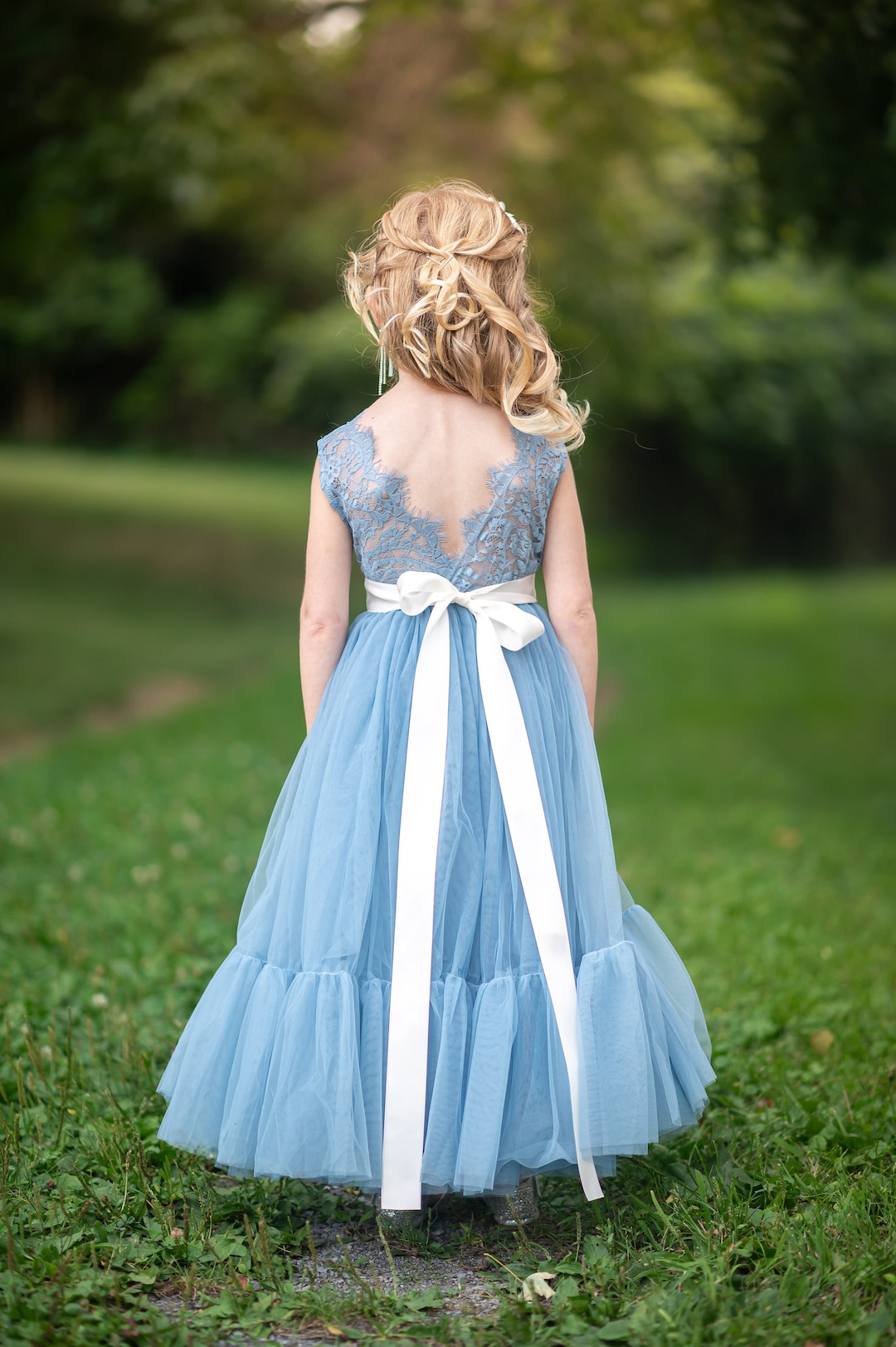 Tulle Flower Girl Dress Rustic Lace Flower Girl Dress Sleeveless