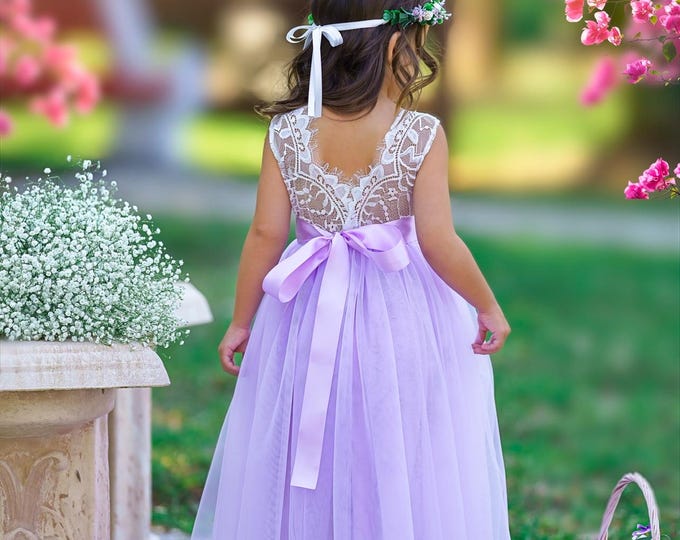 Purple Flower Tutu Dress for Girl, Birthday Tulle Dress for Kids ...