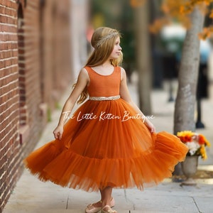 Burnt Orange Flower Girl Dress, Sleeveless Flower Girl Dress, Lace ...