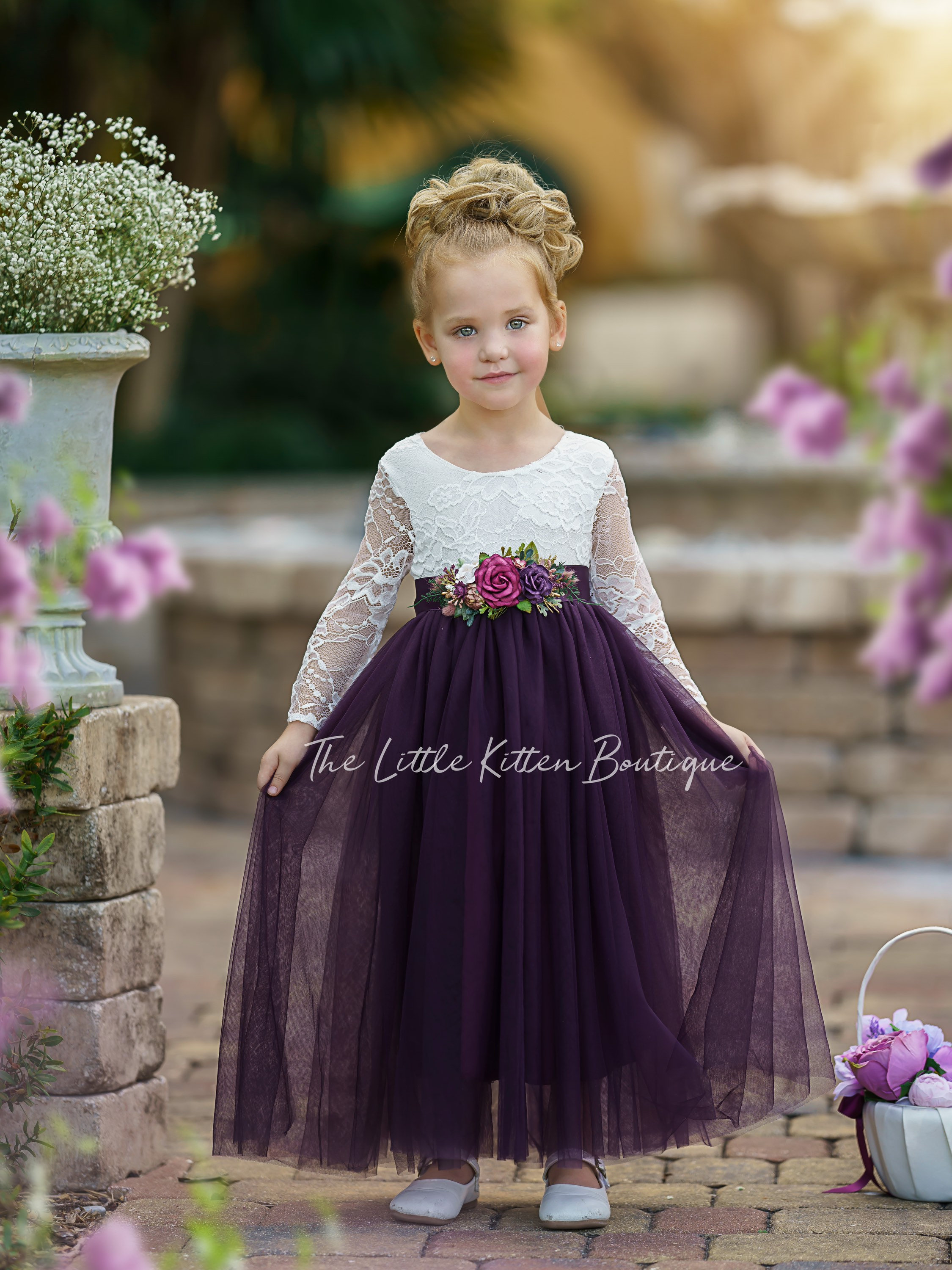 Flower girl dress, tulle Flower Girl Dress, purple flower girl dress ...