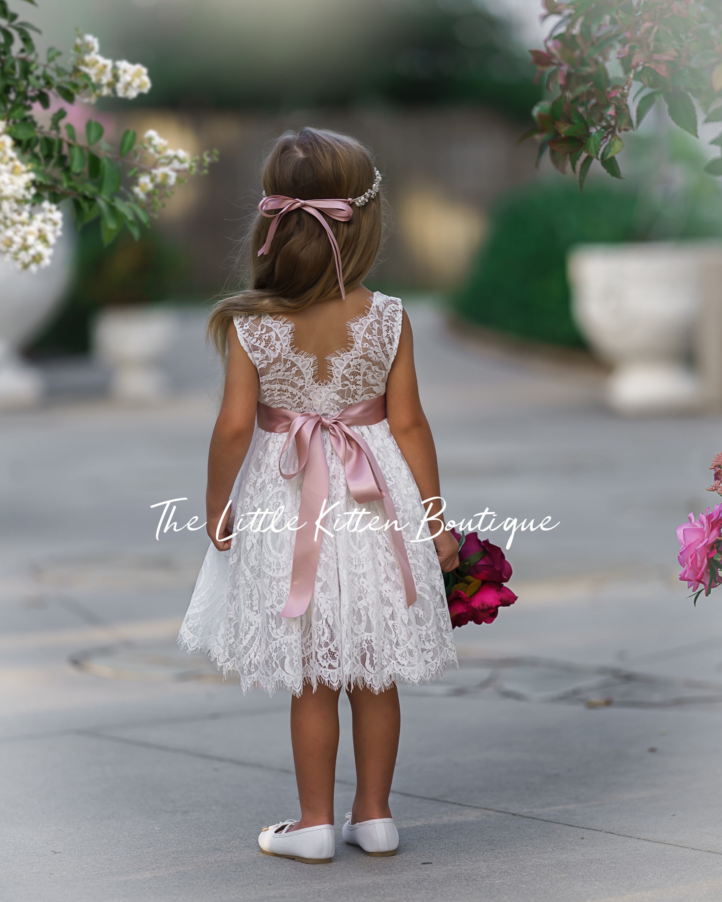 White Lace Flower Girl Dress Ivory Lace Flower Girl Dress Etsy Canada