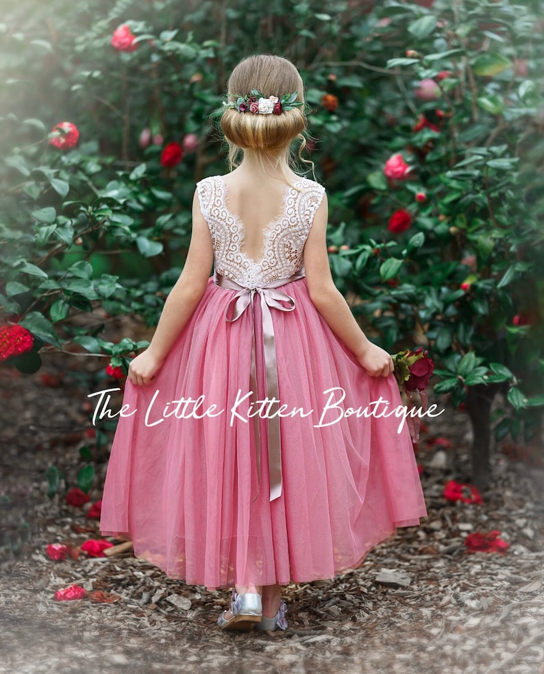Tulle Flower Girl Dress Rustic Lace Flower Girl Dresses Etsy