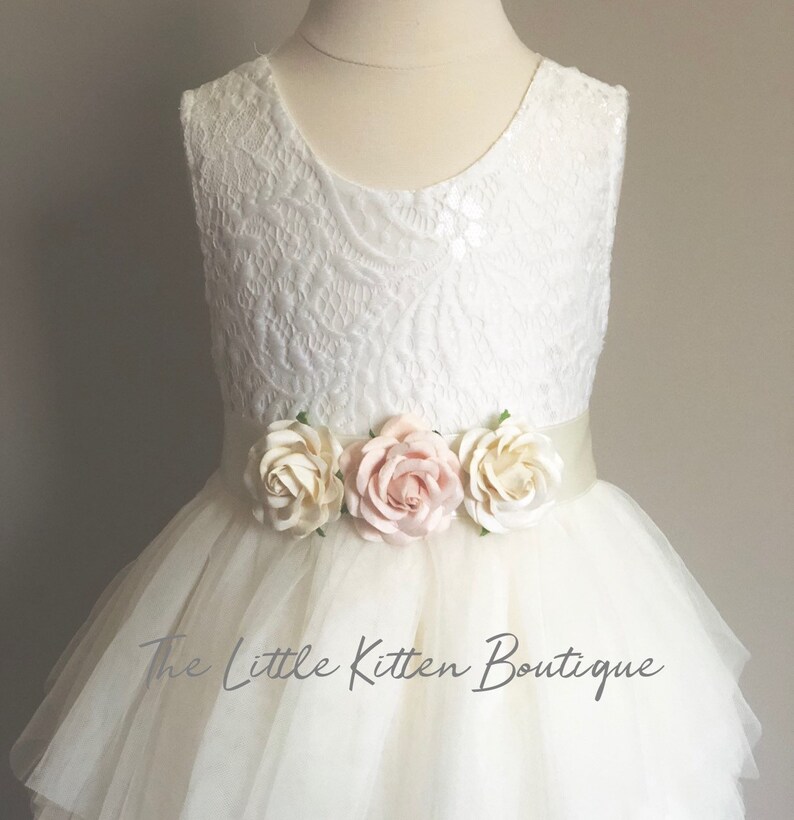 Tulle Flower Girl Dress Ivory Flower Girl Dress White Lace Etsy