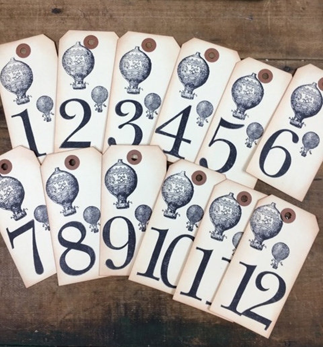 Table Numbers Hot Air Balloons Vintage Inspired Wedding Handmade ...