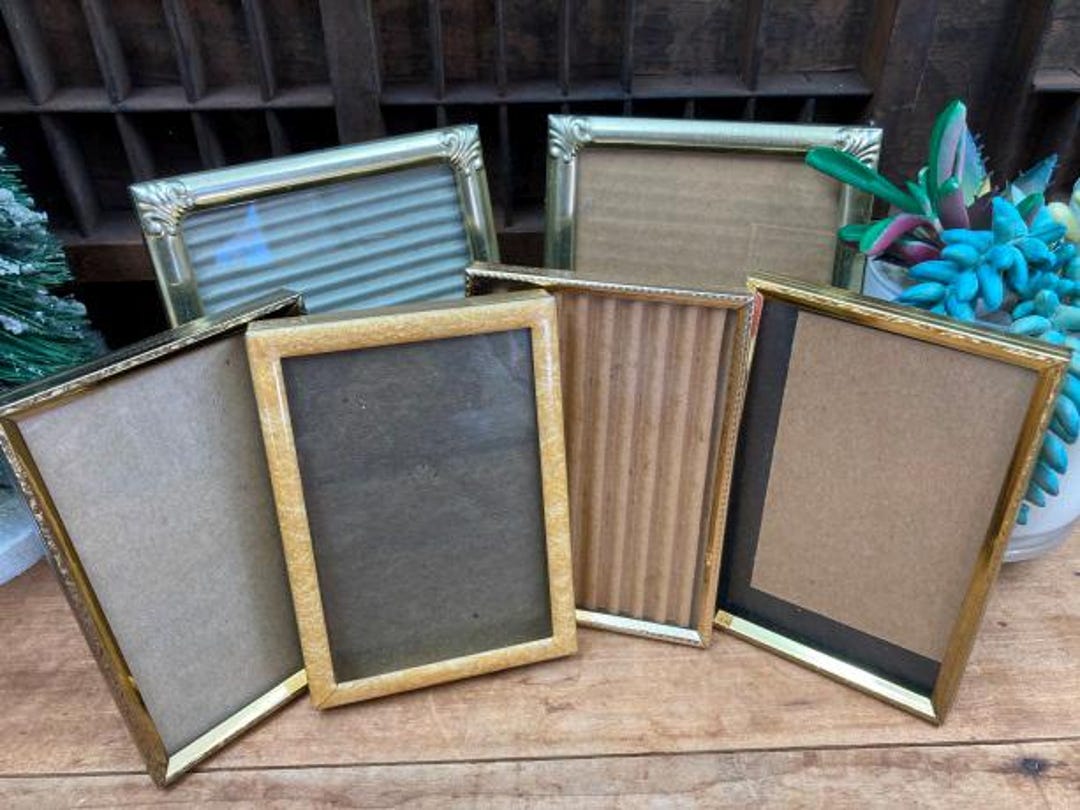 Vintage Gold Frames Collection 6 Photo Picture Frames Mismatched 4 1/2 X 6, 5 X 3 1/2 Photo Menu ...