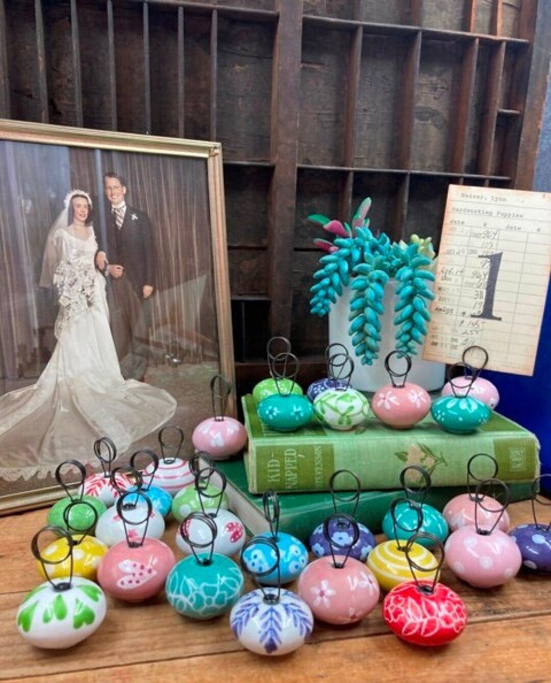 Table Number Holders Pastel Tones Wedding Blue Yellow Green Purple and ...