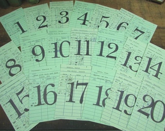 Library Card Table Numbers - Etsy