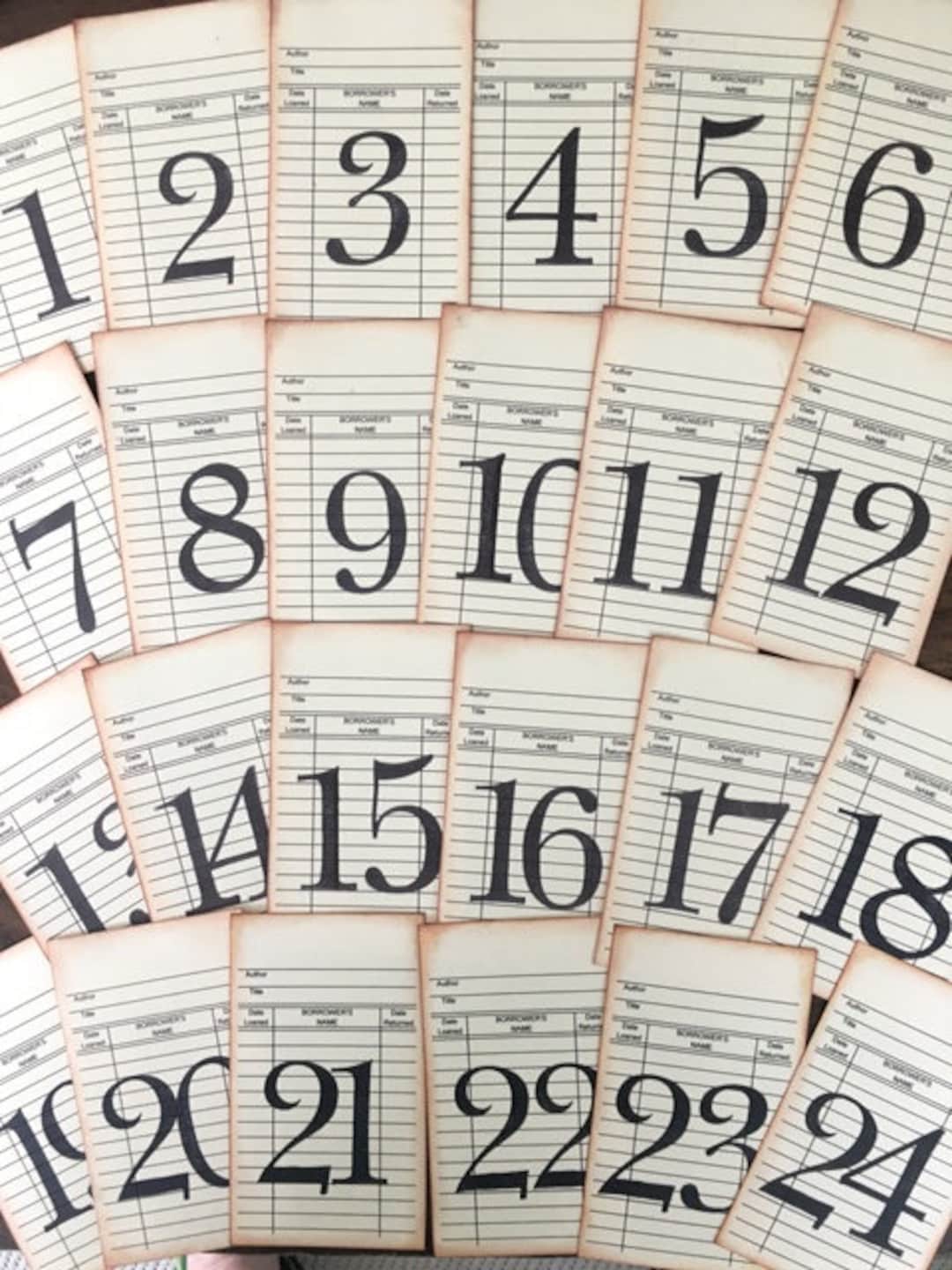 Vintage Library Card Table Numbers: Literary Wedding Decor - Etsy