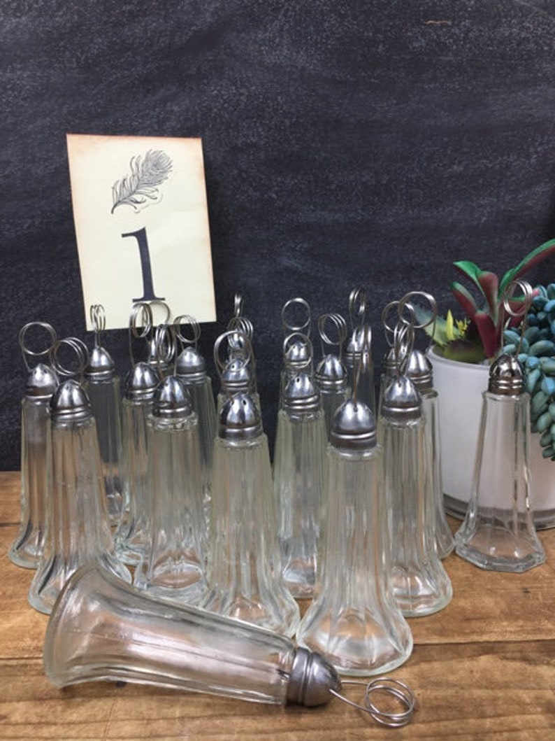 Simple Table Number Holders Glass Repurposed Salt Shakers - Etsy