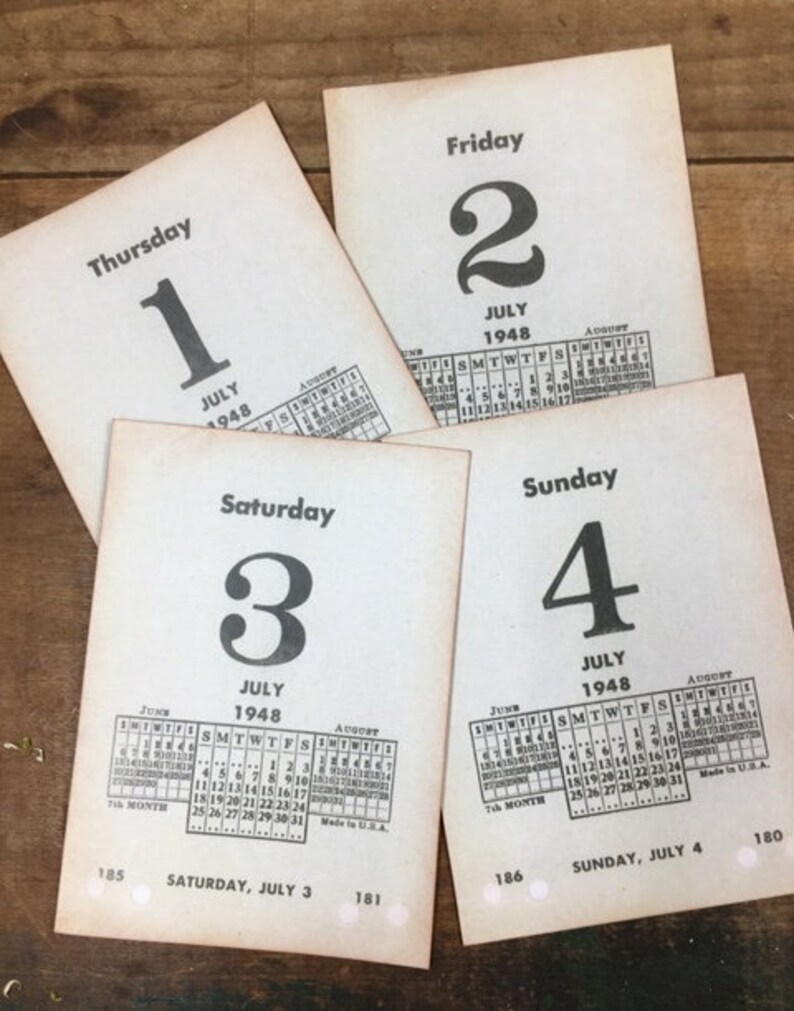 Wedding Table Number Vintage 1948 Calendar Page Replicas 1 - Etsy