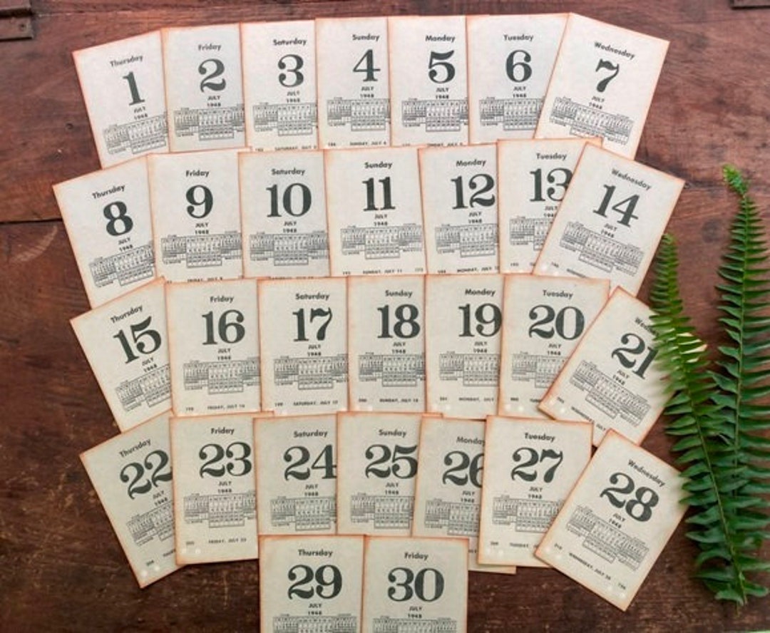 Wedding Table Numbers PRICE PER CARD Vintage Calendar Pages From 1948 ...