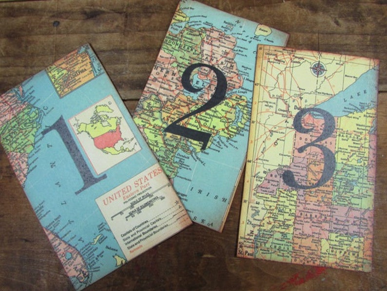 Map Table Number 1-15 Available Vintage Travel Wedding Bridal - Etsy
