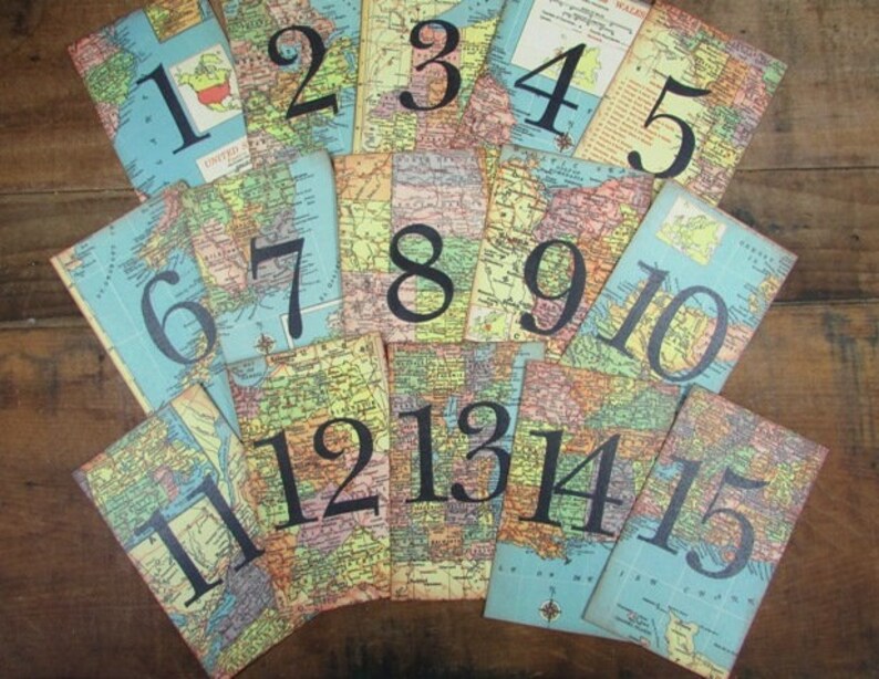Map Table Number 1-15 Available Vintage Travel Wedding Bridal - Etsy