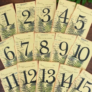 Botanical Wedding Table Number(s) Vintage Pale Gold Library Card(s ...