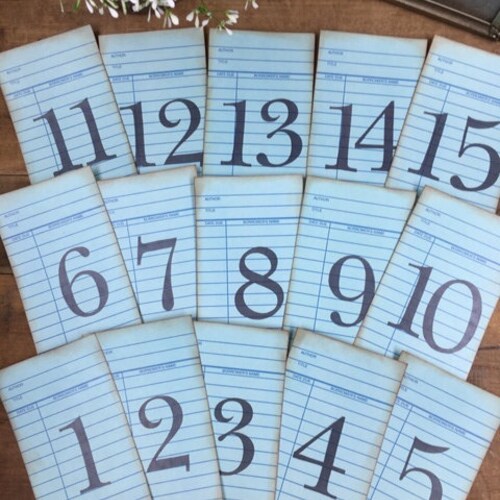 Library Card Table Numbers Book Theme Wedding - Etsy