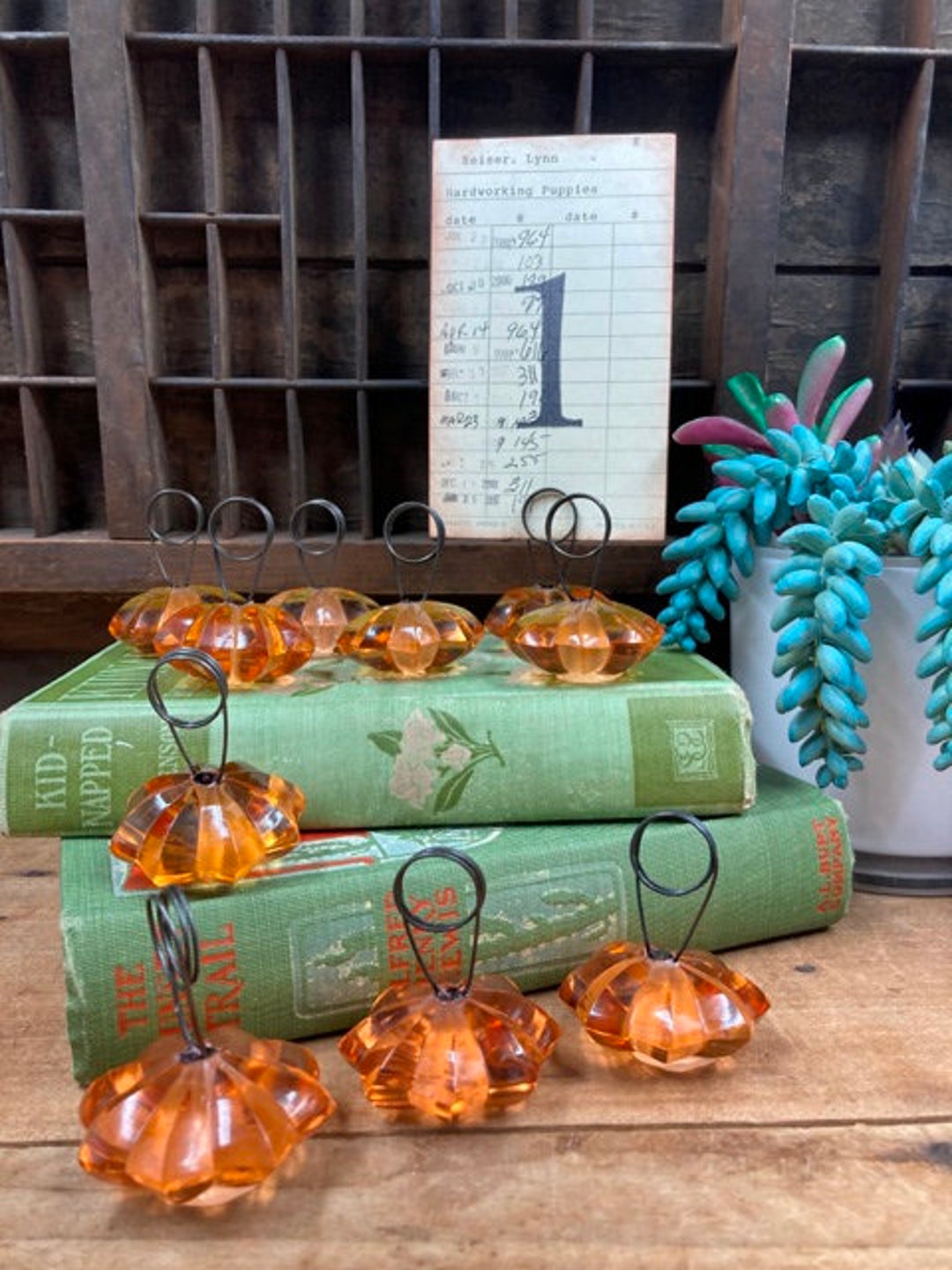 Orange Glass Star Table Number Holder: Wedding Menu Photo Display - Etsy