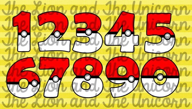 Pokeball Pokemon Numbers Alpha Set 0-9 SVG format only | Etsy