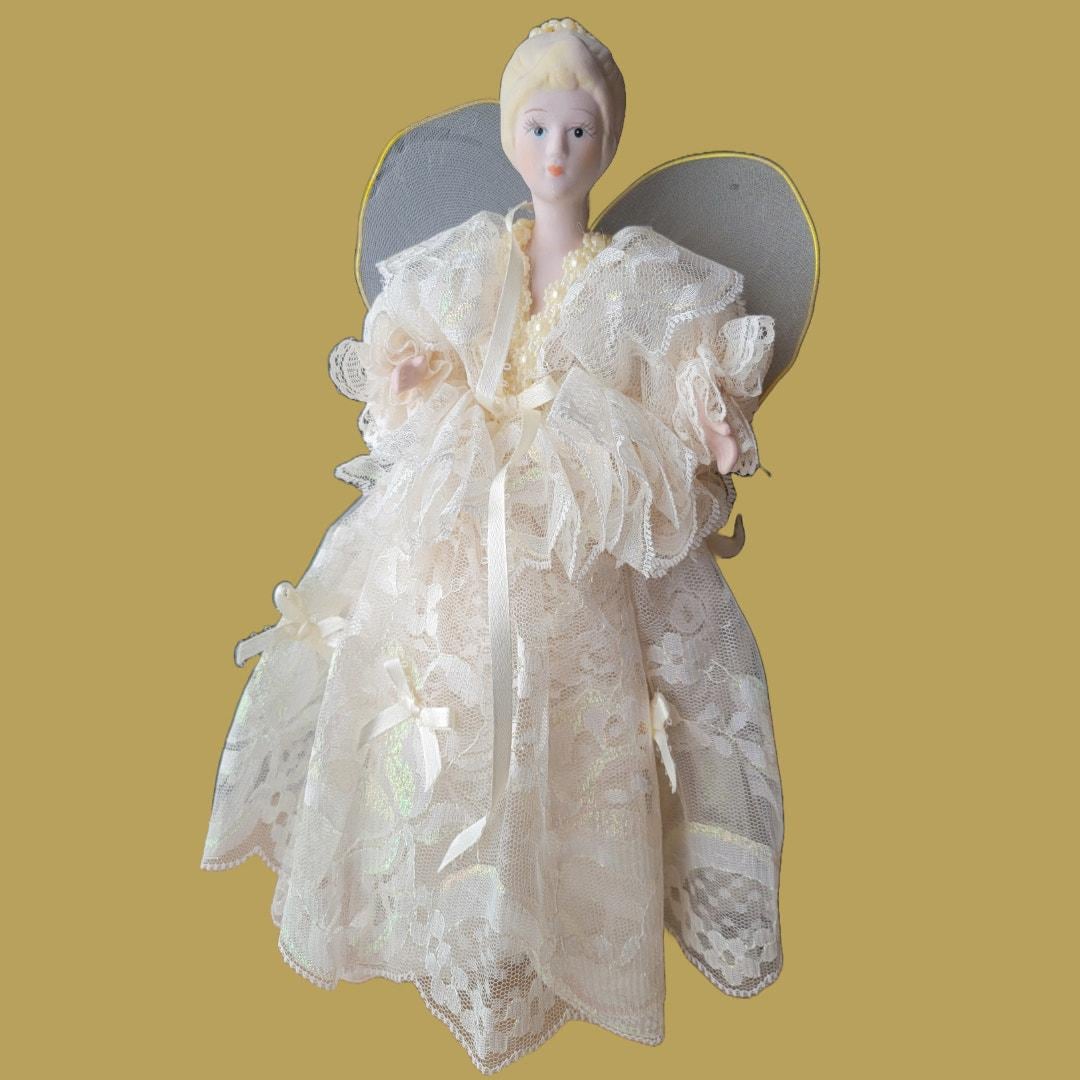 Vintage 1980s Lace and Porcelain Tree Topper Angel - Etsy