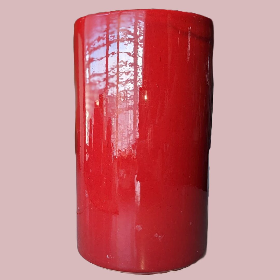 Vintage MCM Coronet Pottery USA / Hull Deep Red Cylinder Vase - Etsy
