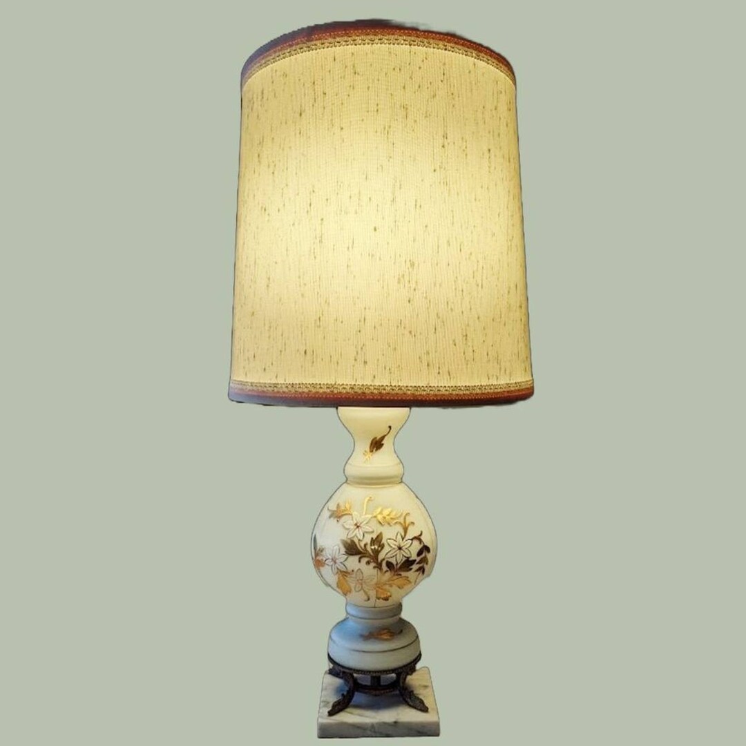 Vintage 1950s Bavarian Glass Lamp With Gilding Marble Base - Etsy