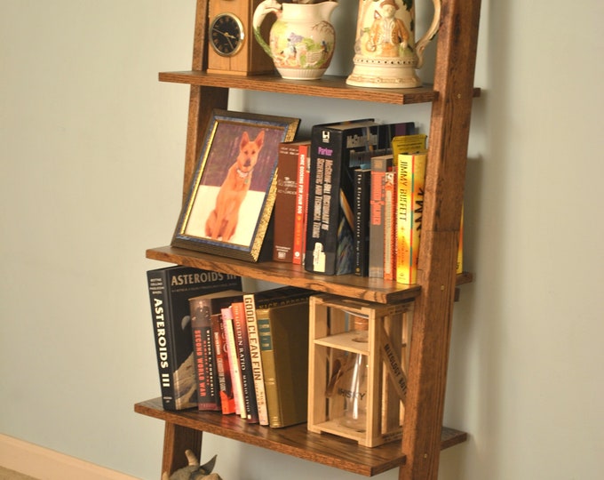 Oak Ladder Bookshelf, 61 Inches Tall, Dark Walnut Stain - Etsy