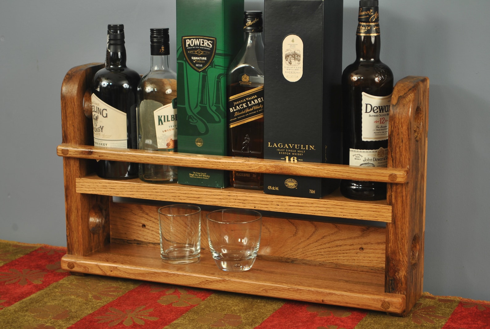 Whiskey Shelf Wall-mounted Oiled Red Oak | Etsy